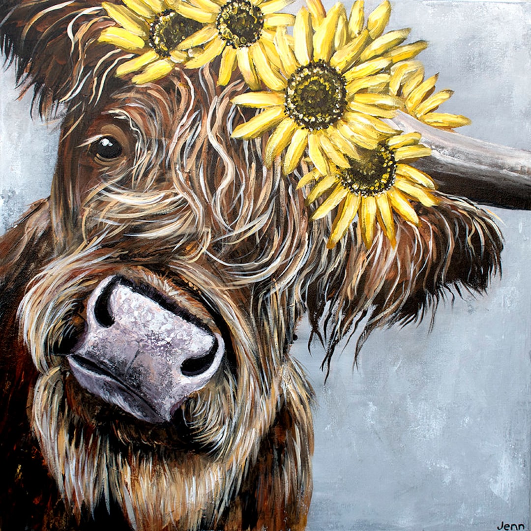 Sunflower Cow Print - Etsy