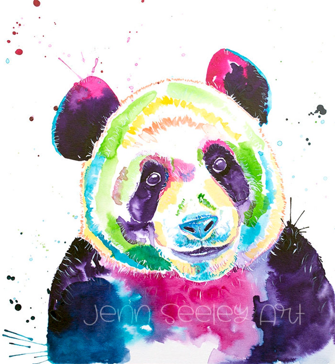 Colorful Panda, Watercolor Panda Painting, Panda, Panda Art, Panda Bear ...