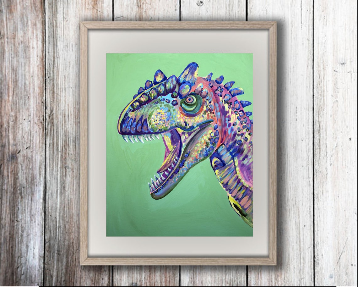 Allosaurus, Dinosaur Art, Fine Art, Acrylic Painting, Baby Art, Nursery ...