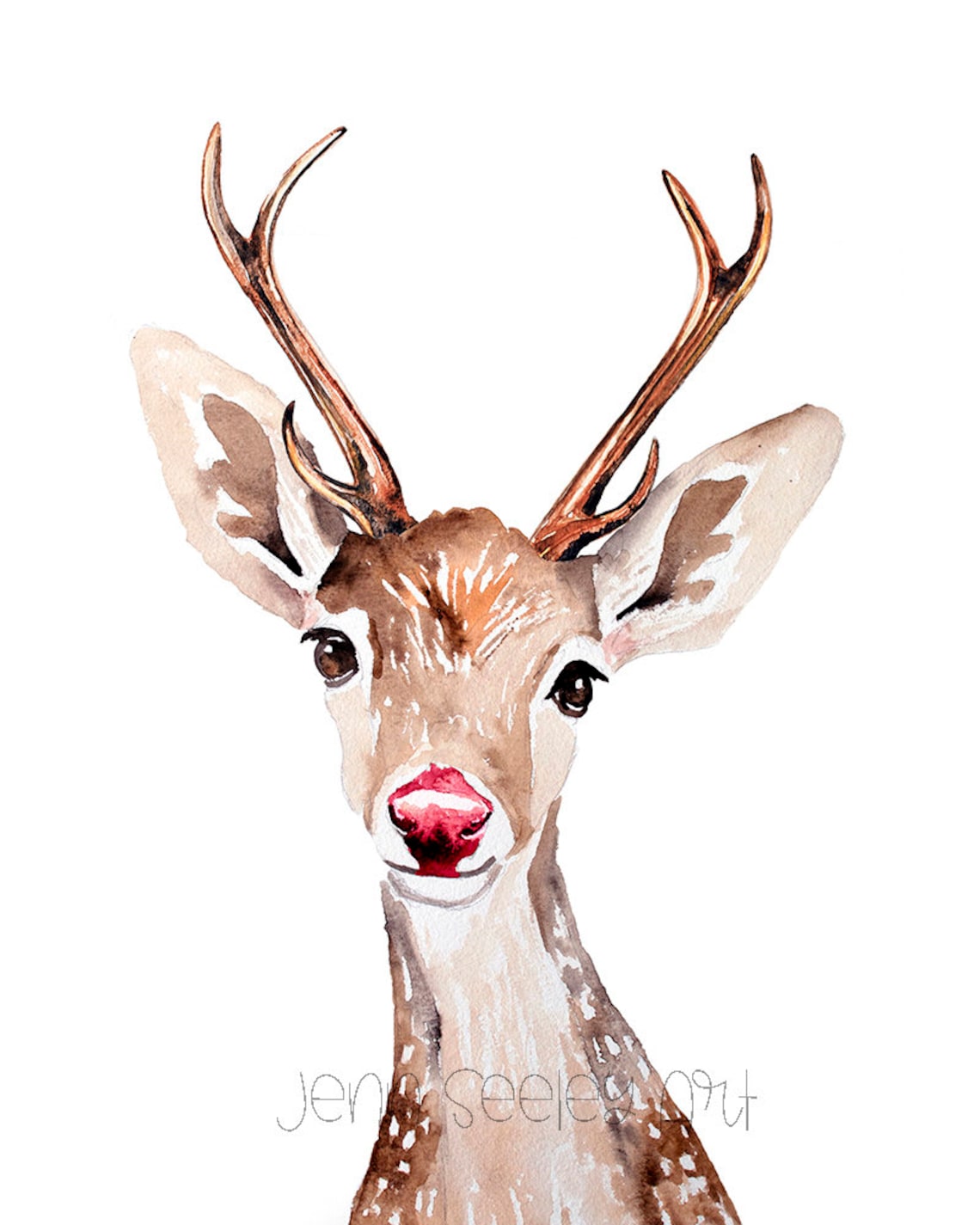 Rudolph the Red Nose Reindeer Watercolor Art Print 8.5 X 11 8 | Etsy