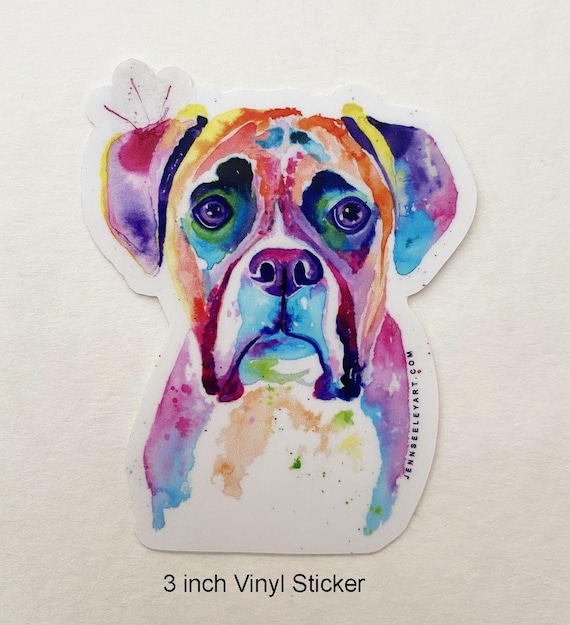 Boxer Watercolor Large Sticker 3 Inch Die-cut Sticker Boxer - Etsy