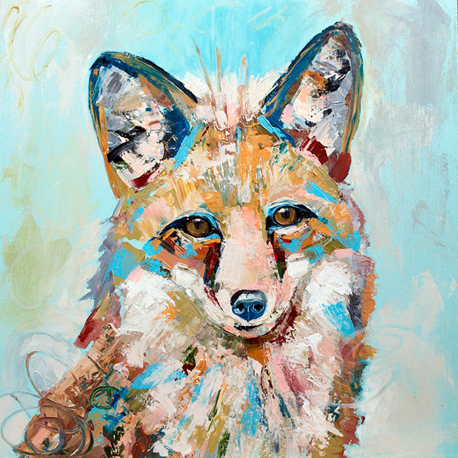 Charcoal Fox Print Fox Art Woodland Animals Fox Painting | Etsy