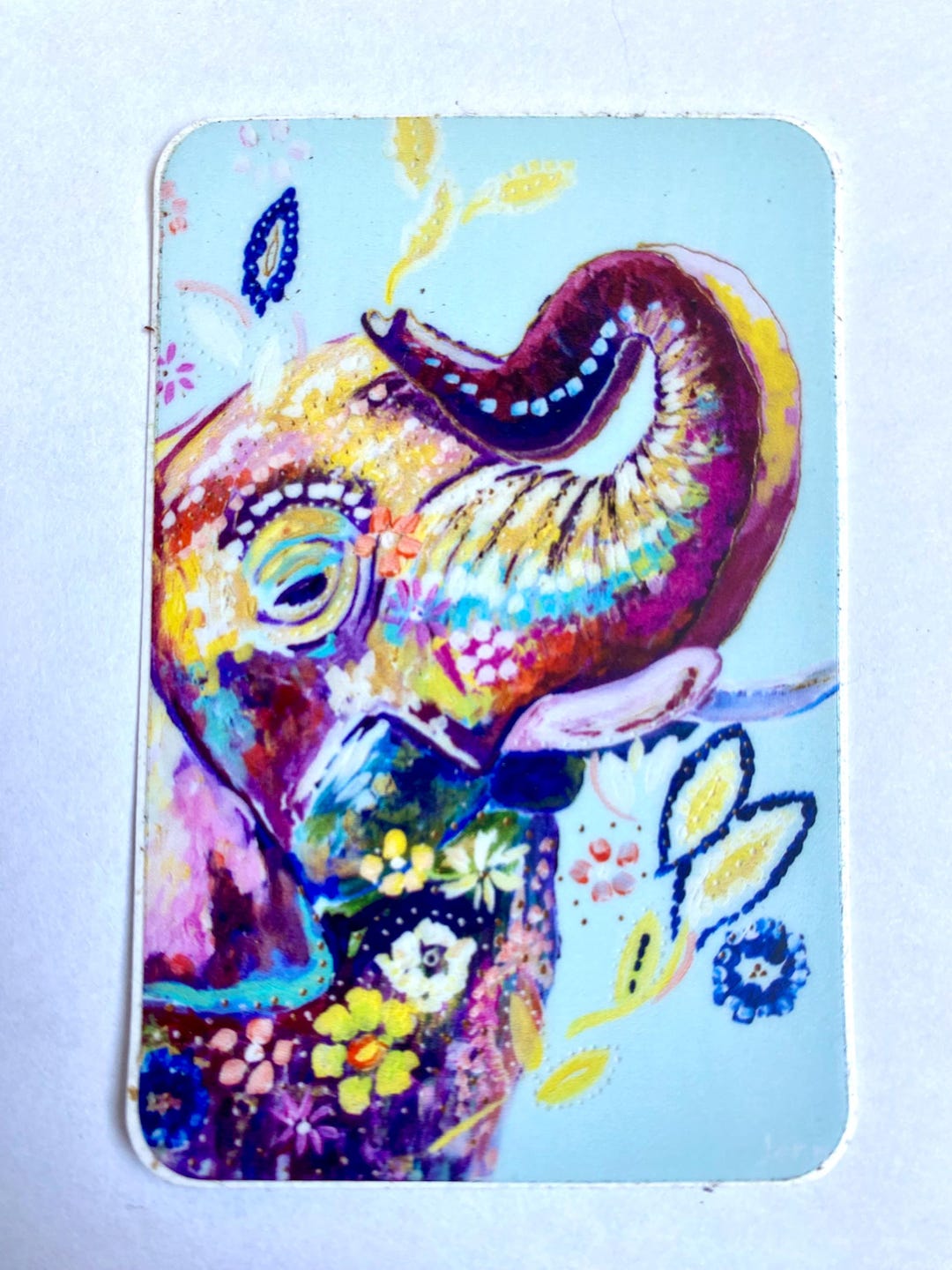 Daisy Elephant Vinyl Sticker, 3 Inch Rectangle Sticker, Elephant ...