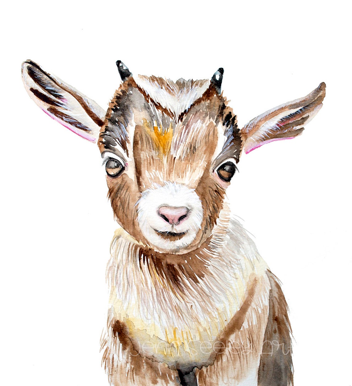 Baby Goat Watercolor Art Print - Etsy