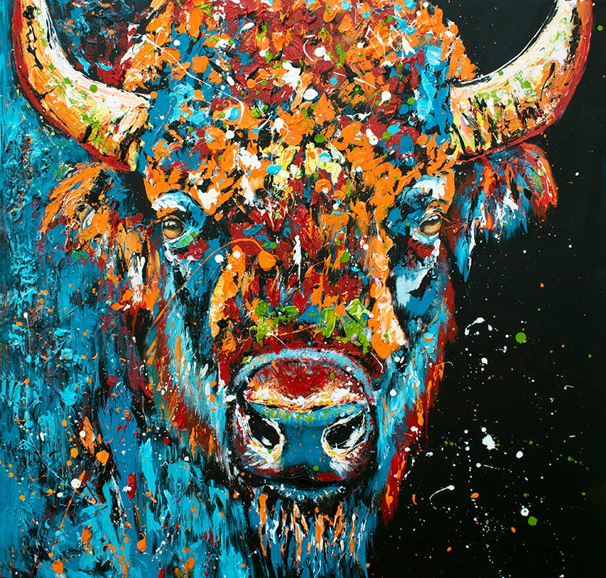 Colorful Bison Print Bison Bison Painting Buffalo - Etsy