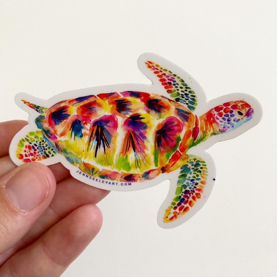 Colorful Watercolor Sea Turtle Sticker, 3 Inch Die-cut Sticker - Etsy