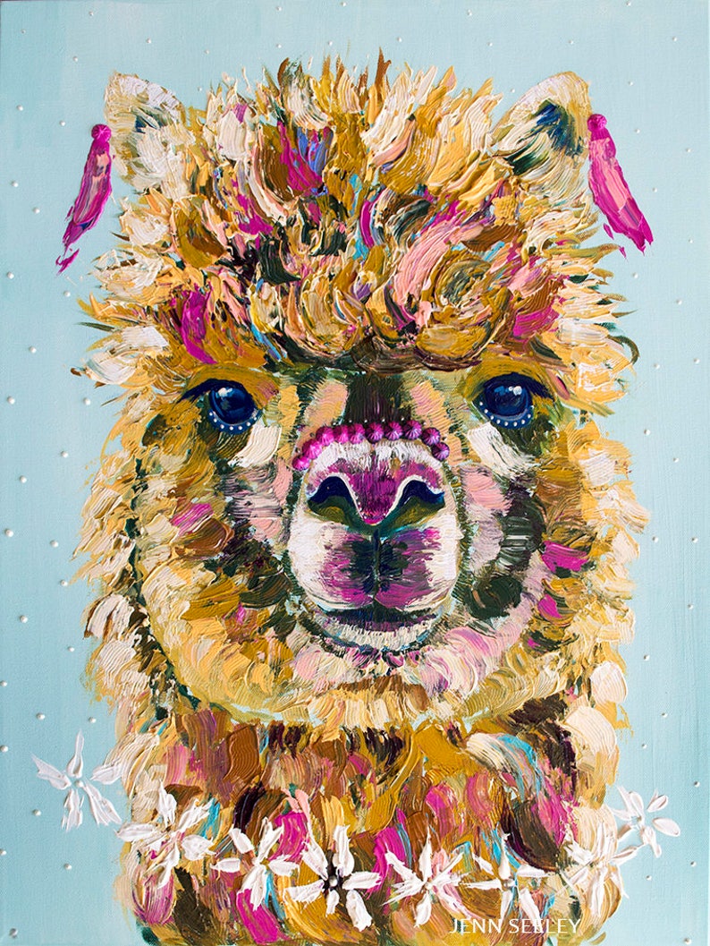 Alpaca Art Print Colorful Alpaca Bohemian Alpaca | Etsy
