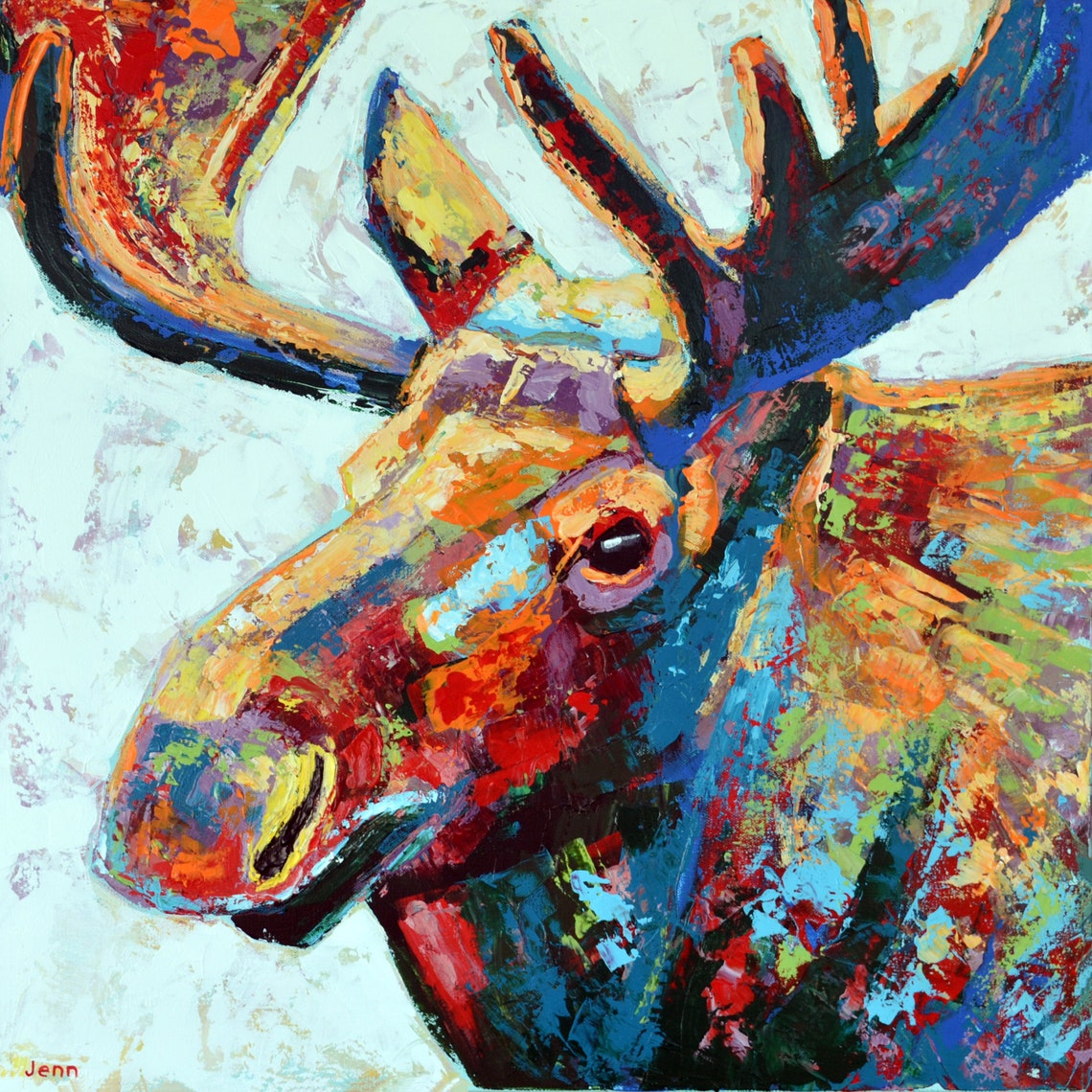 White Moose Limited Edition 12 X 12 Inch Square Art Print | Etsy