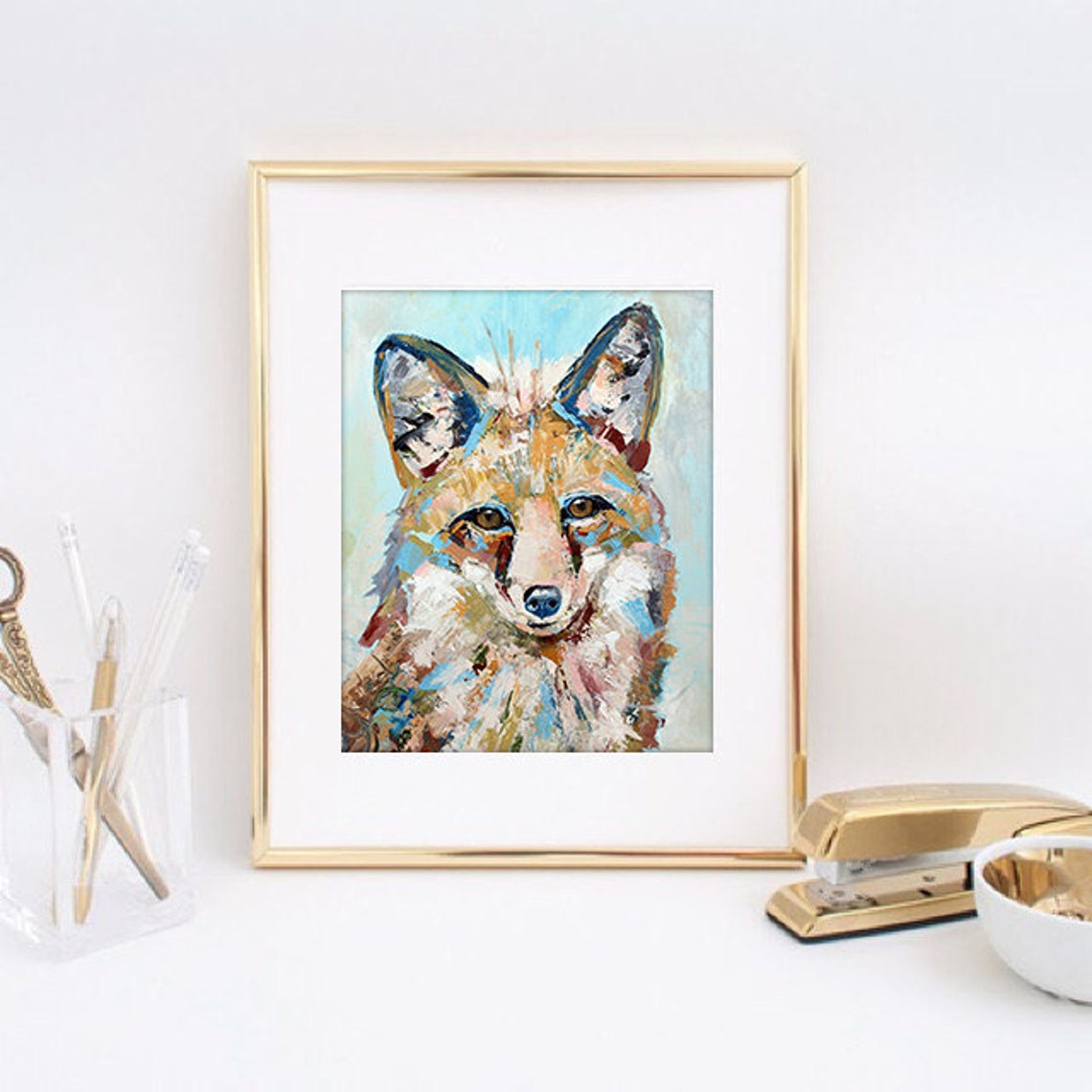 Charcoal Fox Print Fox Art Woodland Animals Fox Painting | Etsy