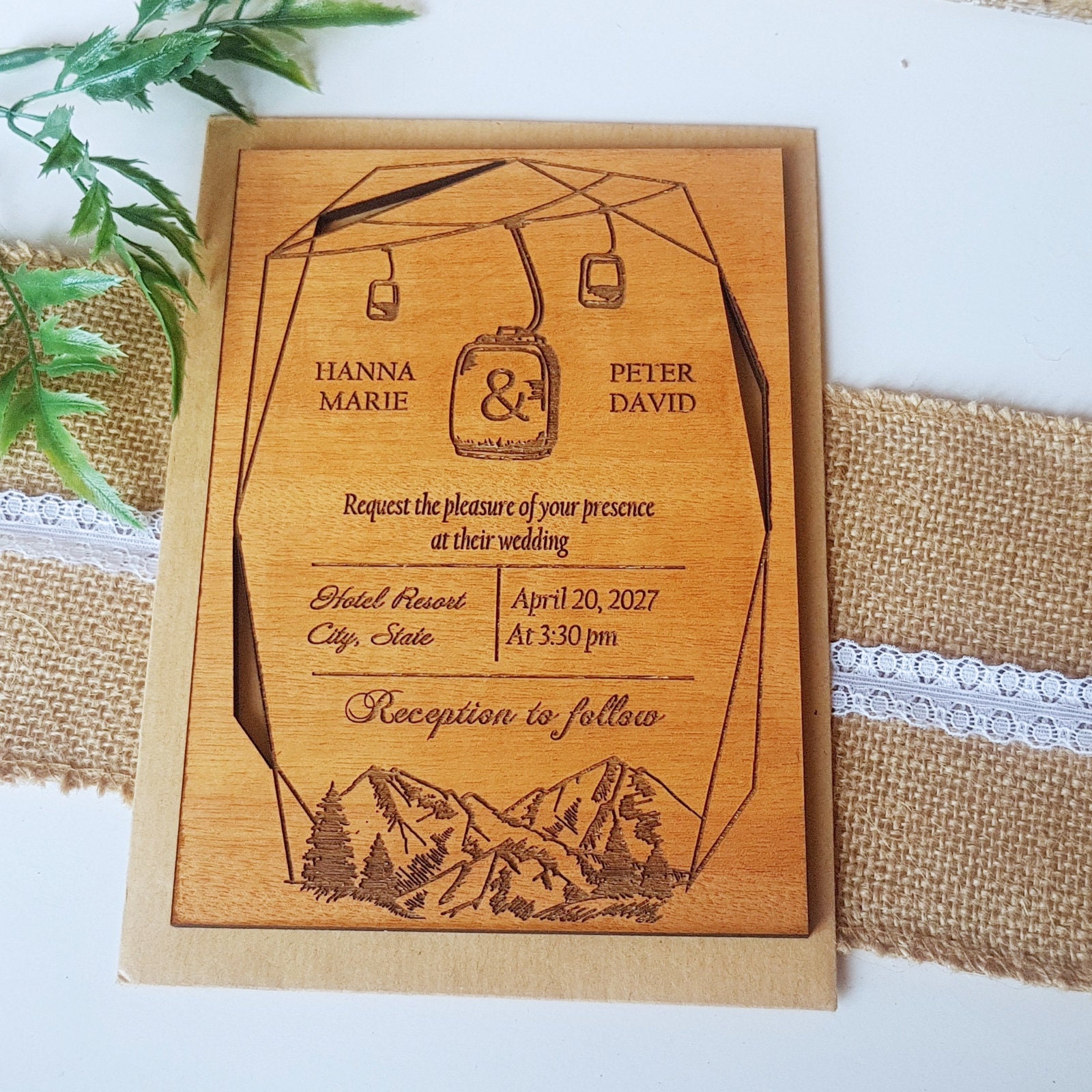 Ski Wedding Invitation / Wood Wedding Invitation / Winter Wedding ...