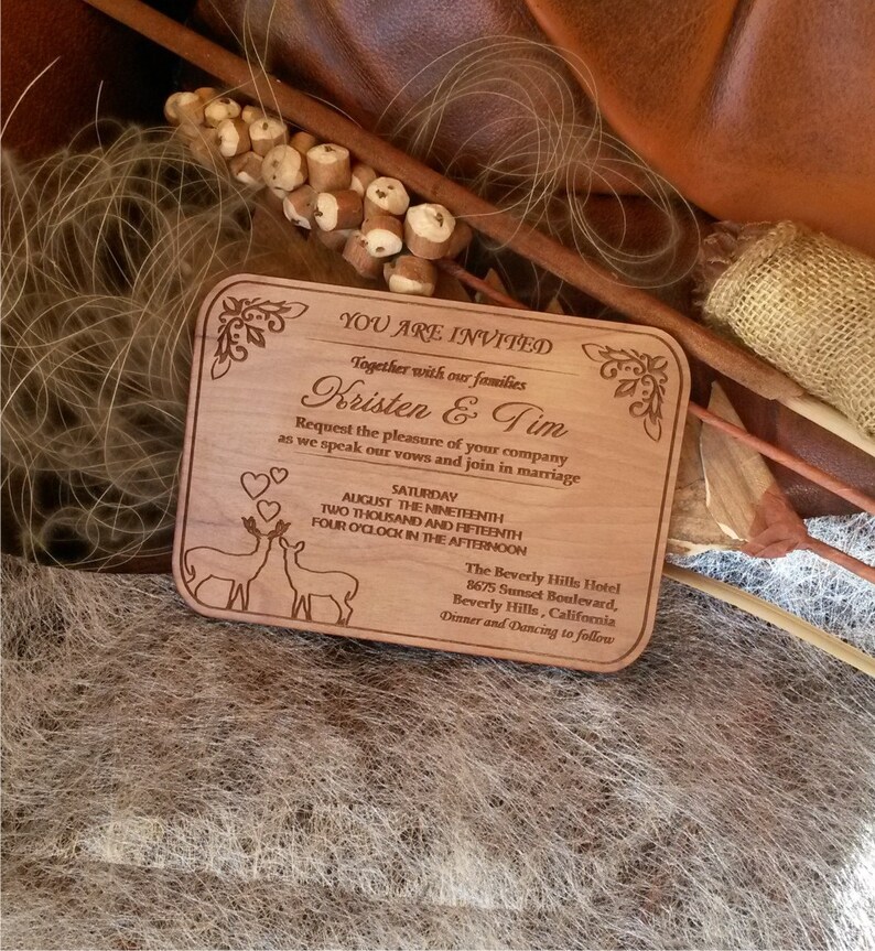 Wood Wedding Invitations Deer Invitation Wedding Winter - Etsy