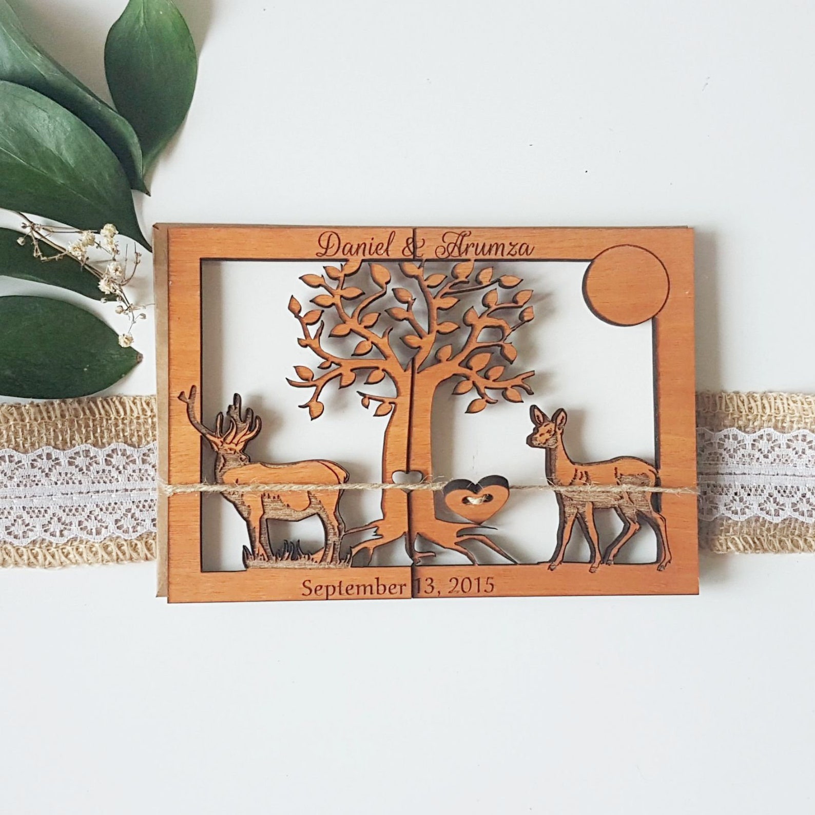Deer Wedding Invitation, Wood Wedding Invitations, Laser Cut Invite ...
