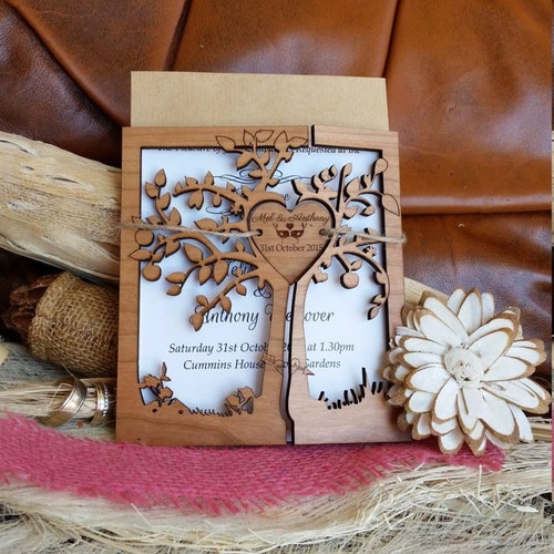 Custom Tree Wedding Invitation Wood Wedding Invitations - Etsy