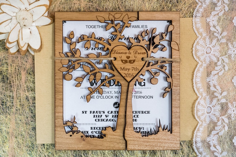 Tree Rustic Wedding Invitations Rustic Wedding Invite Cutom | Etsy