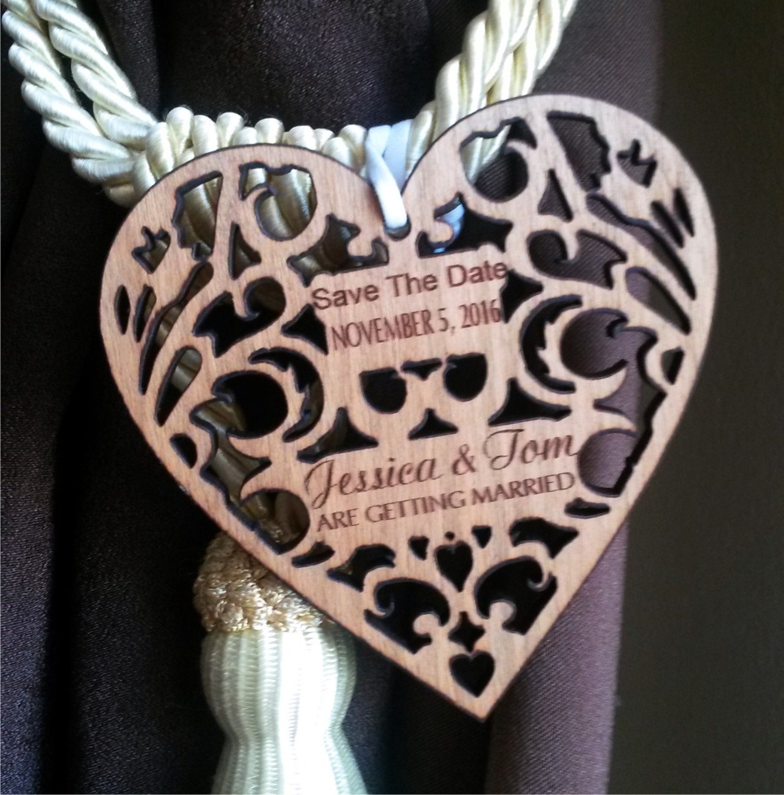 Heart Save the Date Tags Rustic Wedding Tags Custom Wood - Etsy