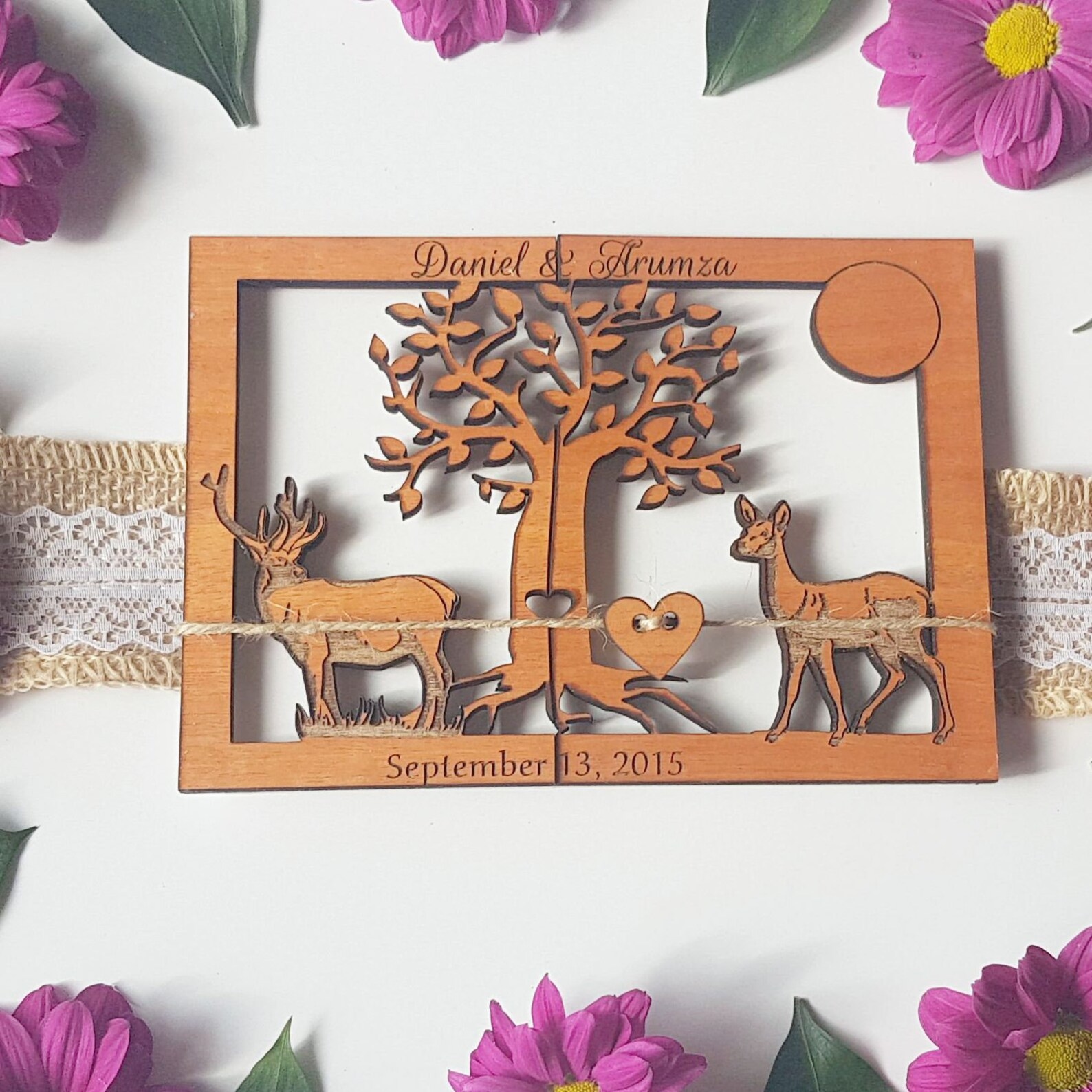 Deer Wedding Invitation, Wood Wedding Invitations, Laser Cut Invite ...