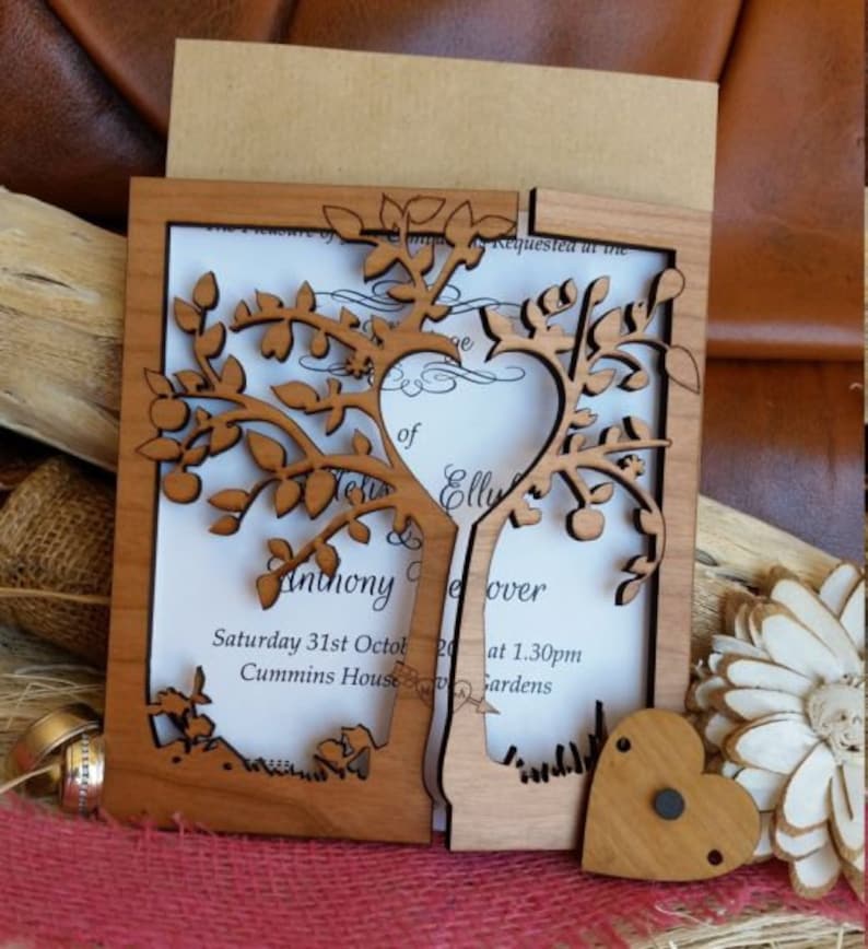 Tree wedding invitation sample/ wood wedding invitation/ | Etsy