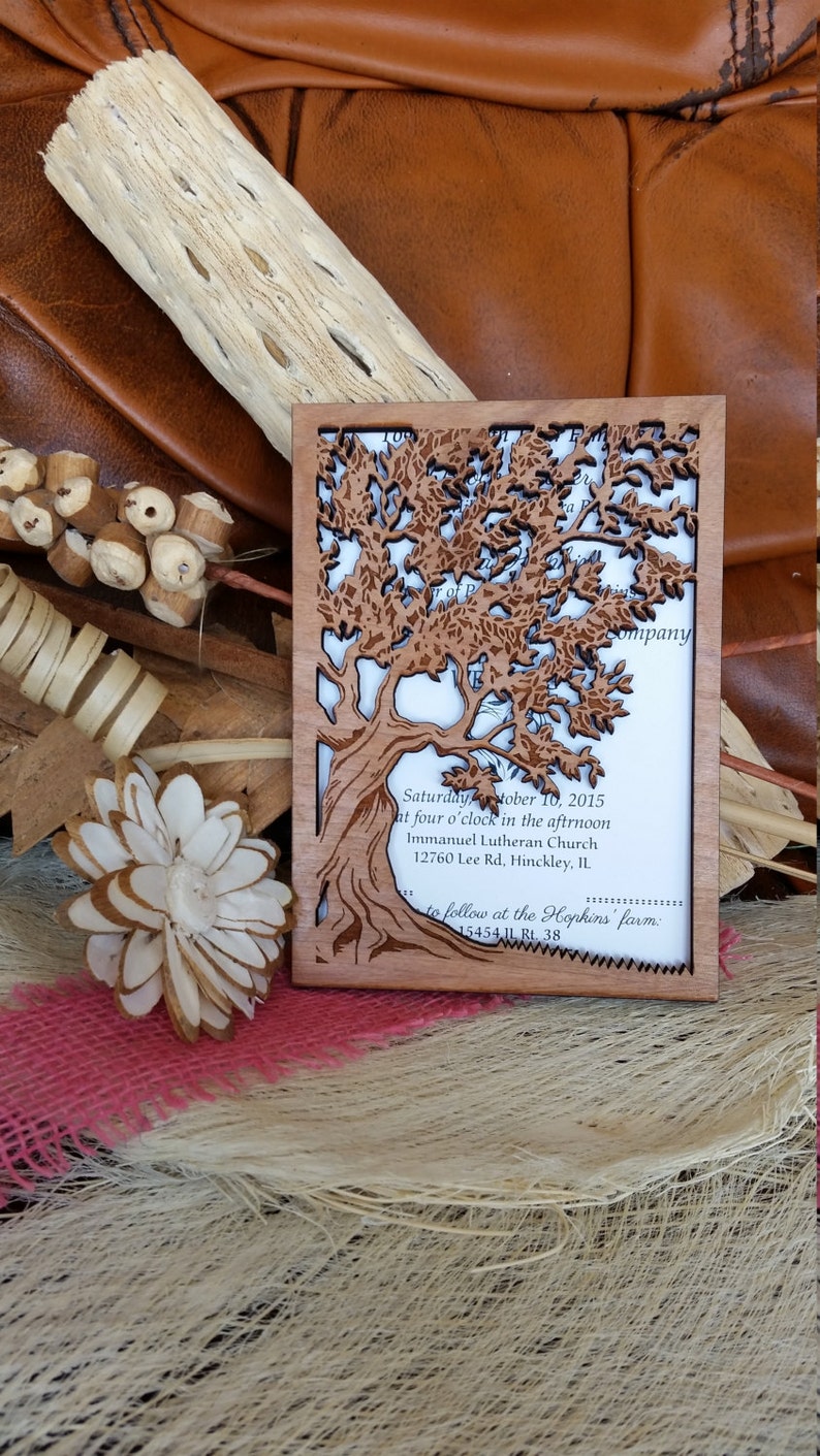 Tree of Life Wedding Invitation / Wood Wedding Invitation / - Etsy