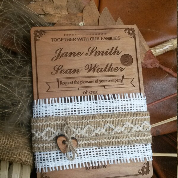 Burlap Wedding Invitations - Etsy