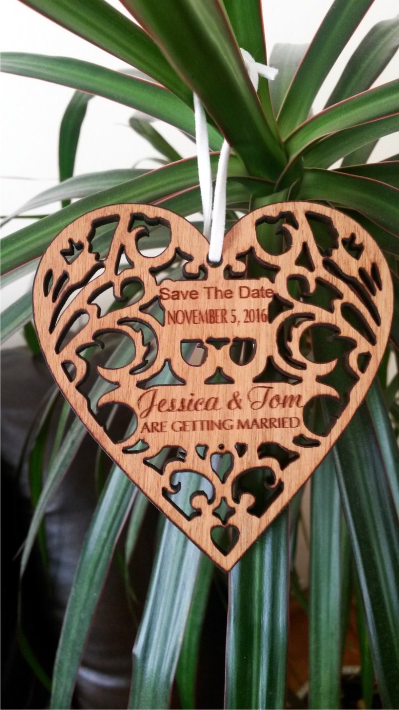 Heart Save the Date Tags, Rustic Wedding Tags, Custom Wood Tags for ...