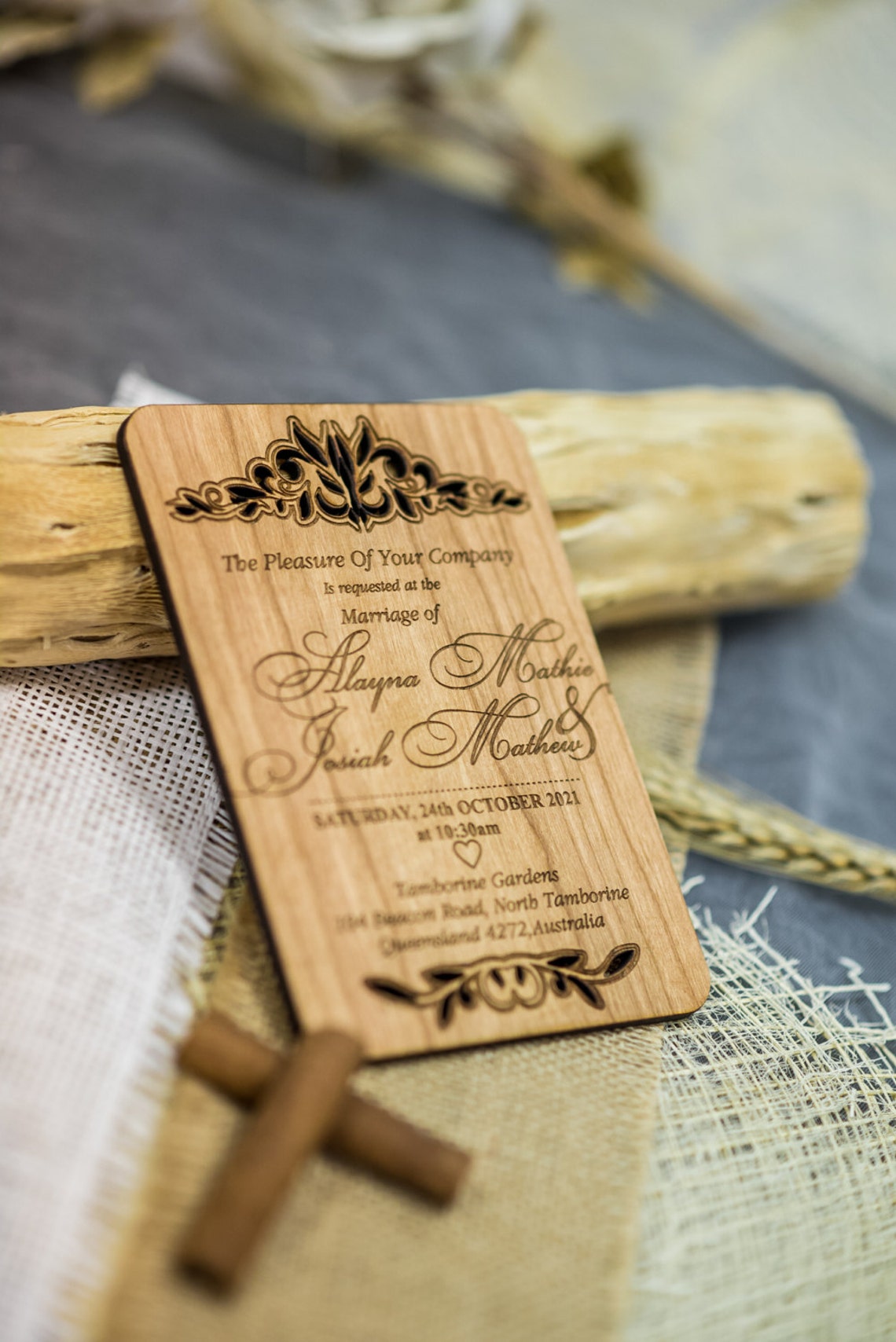 Wooden Laser Cut Invitation Wedding Invitation Suite Set of | Etsy