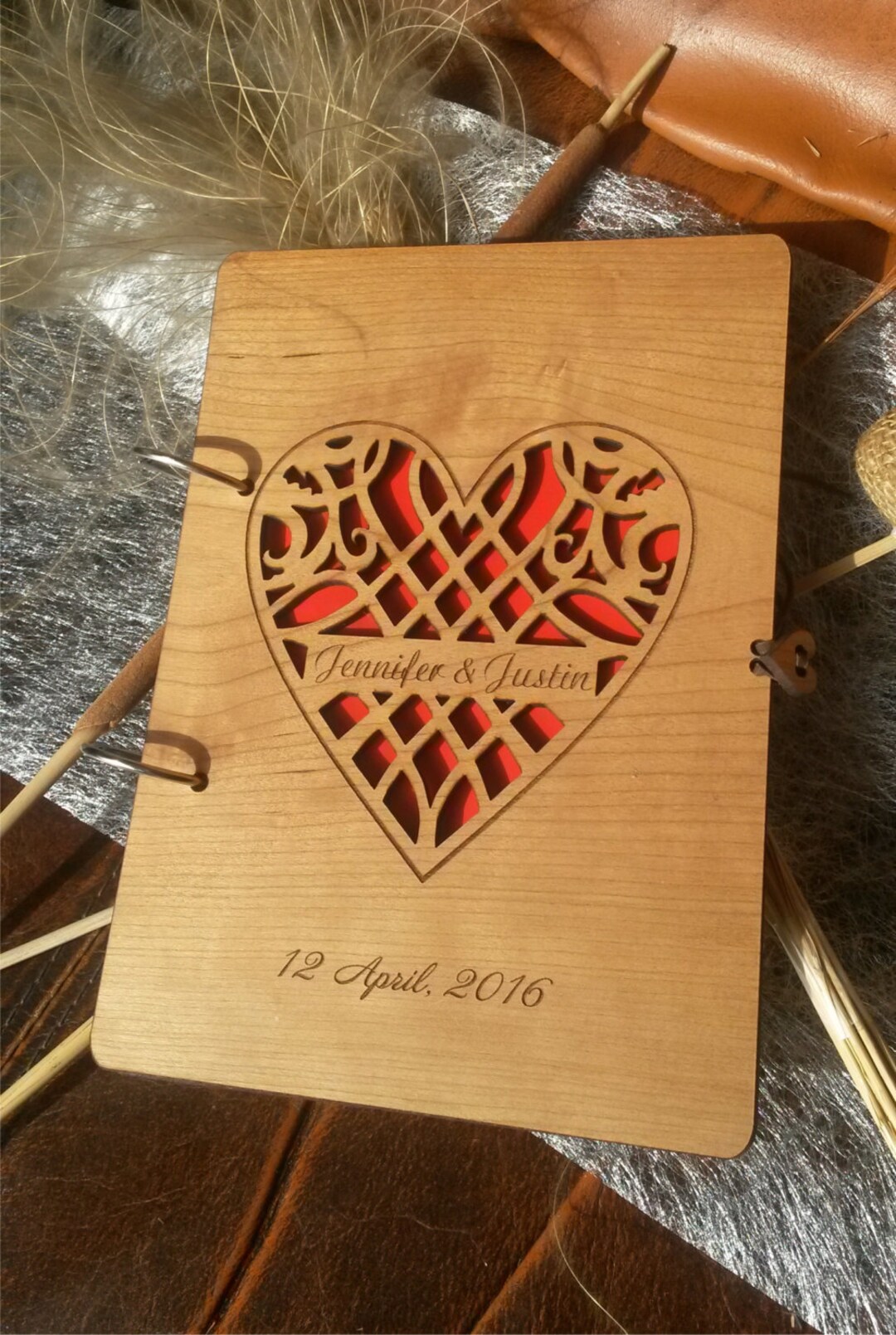Personalized Guest Book, Wedding Guest Book, Wood Guest Book, Heart ...