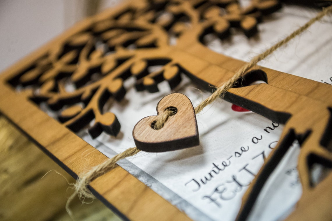 Wooden Wedding Card, Rustic Wedding Invitation 60 Engraved Wedding Card ...
