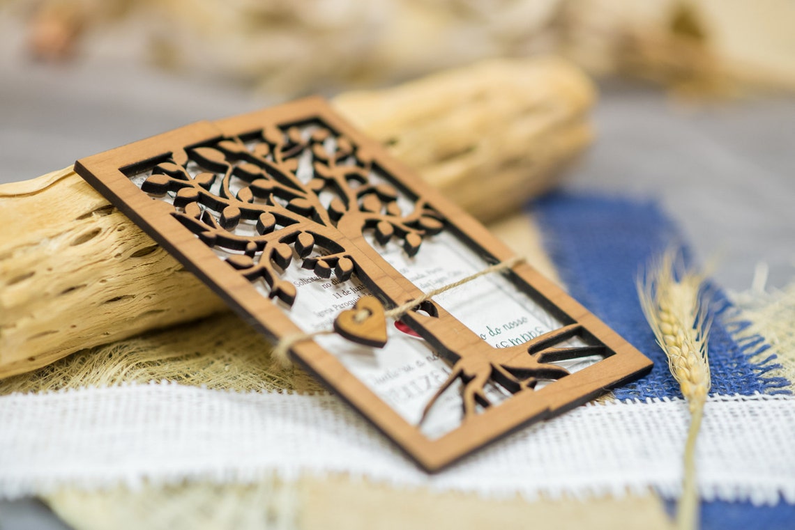 Wooden Wedding Card Rustic Wedding Invitation 60 Engraved - Etsy