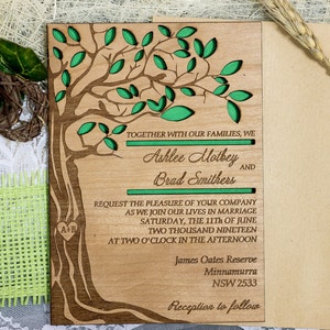 Custom Tree Wedding Invitation, Wood Wedding Invitations, Laser Cut ...