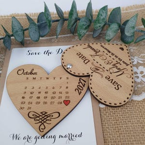 Engraved Calendar Wood Save the Date Magnet, Heart Wedding Invite - Etsy