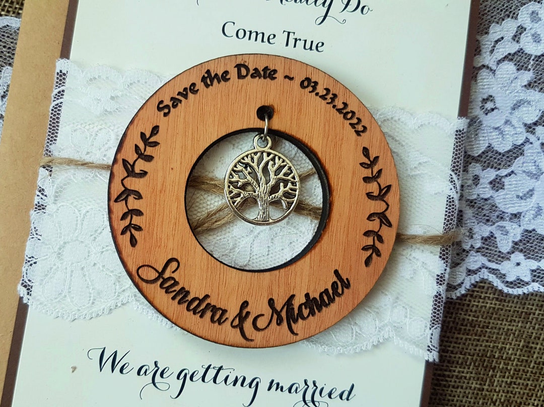 Tree of Life Wood Save the Date Magnet, Wedding Souvenir, Laser Cut ...