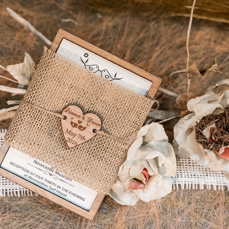Burlap Wedding Invitations - Etsy