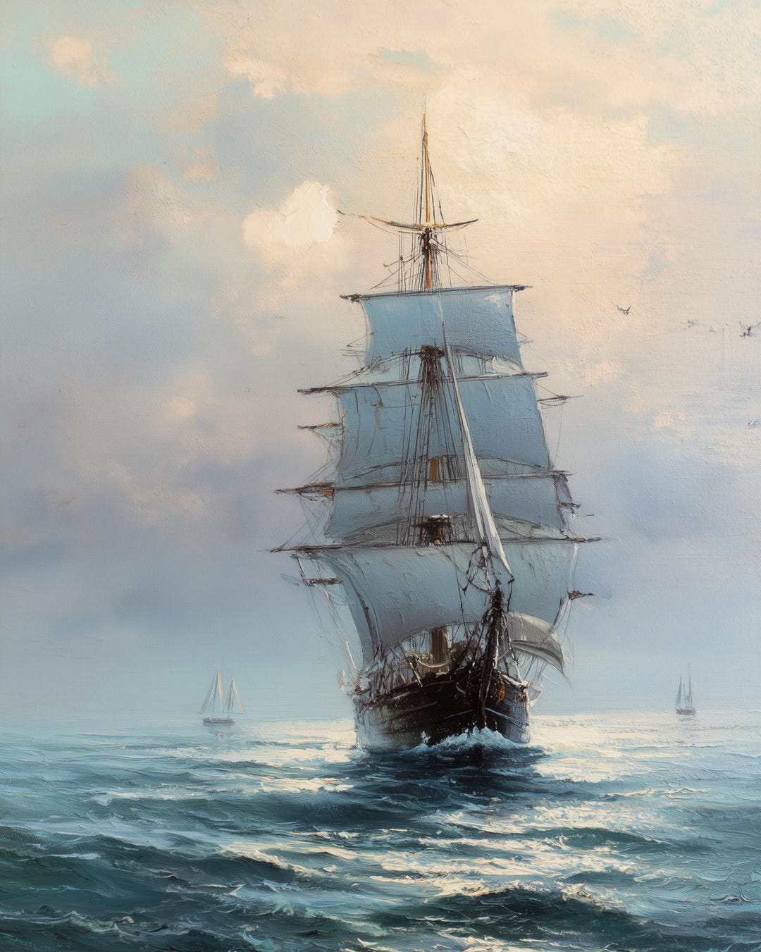 Square Rigger Print: Vintage Nautical Sailboat Art - Etsy