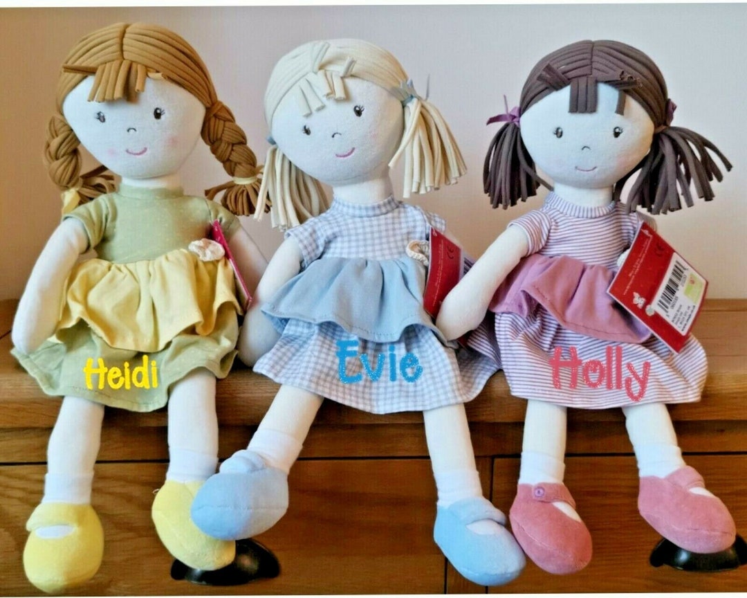 Choice of 3 BONIKKA FIRST RAG Doll Baby Personalised Embroidered Cute ...