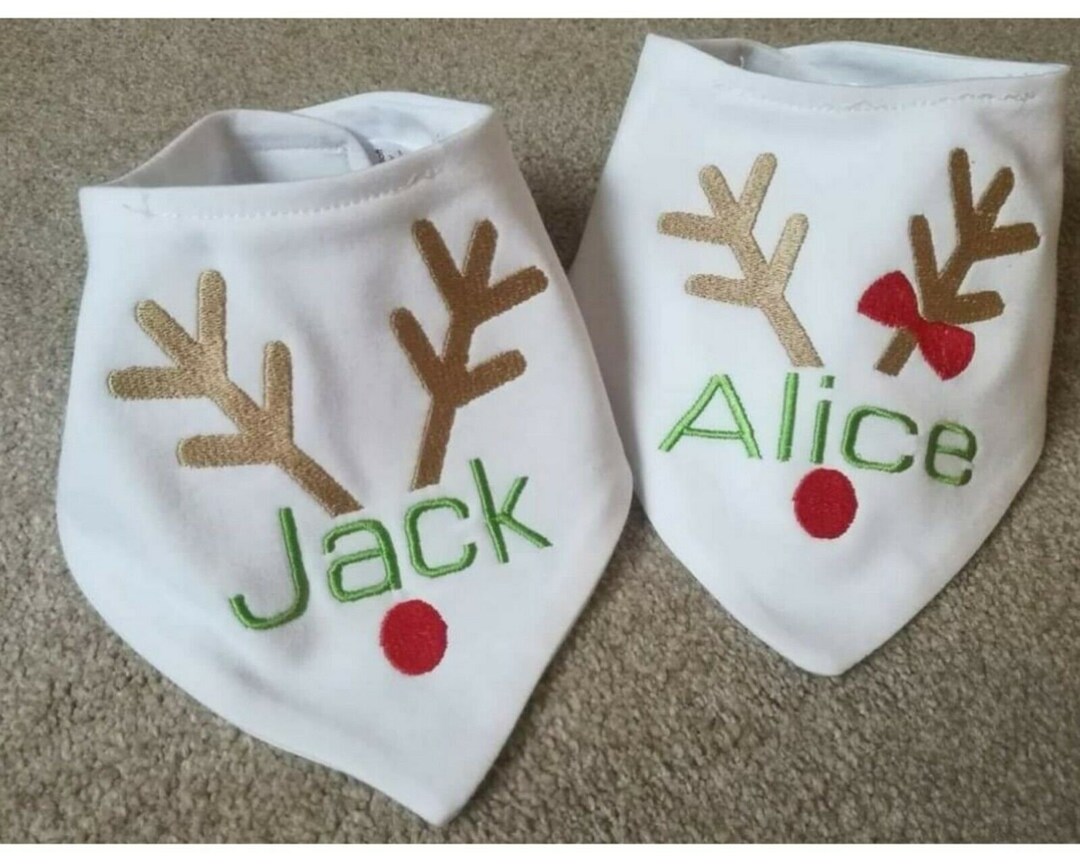 BABY 1st FIRST CHRISTMAS Personalised Embroidered Bandana - Etsy