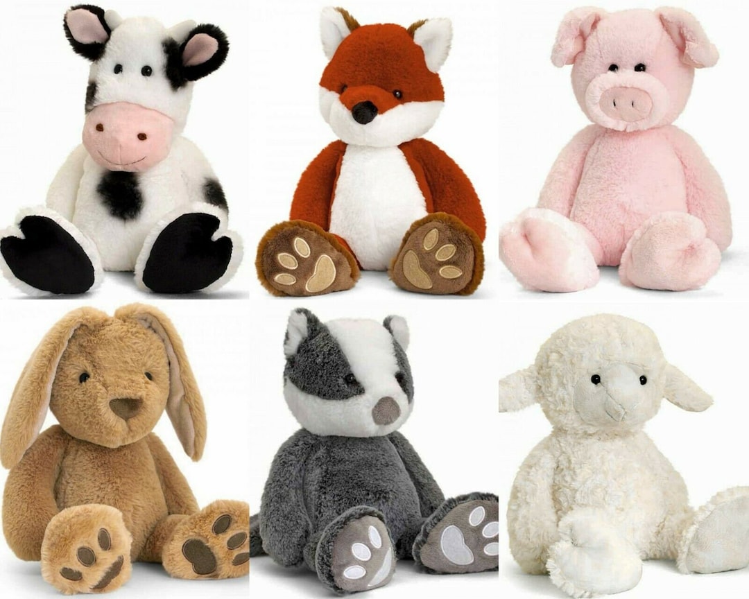 Keel - SOFT TOY TEDDY - Rabbit , Dog , Cat , Badger , Fox , Cow , Pig ...