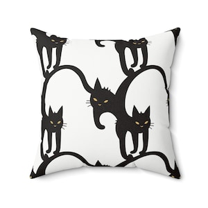 Playfully Bewitched: Spooky Silly Abstract Black Halloween Cat Throw ...