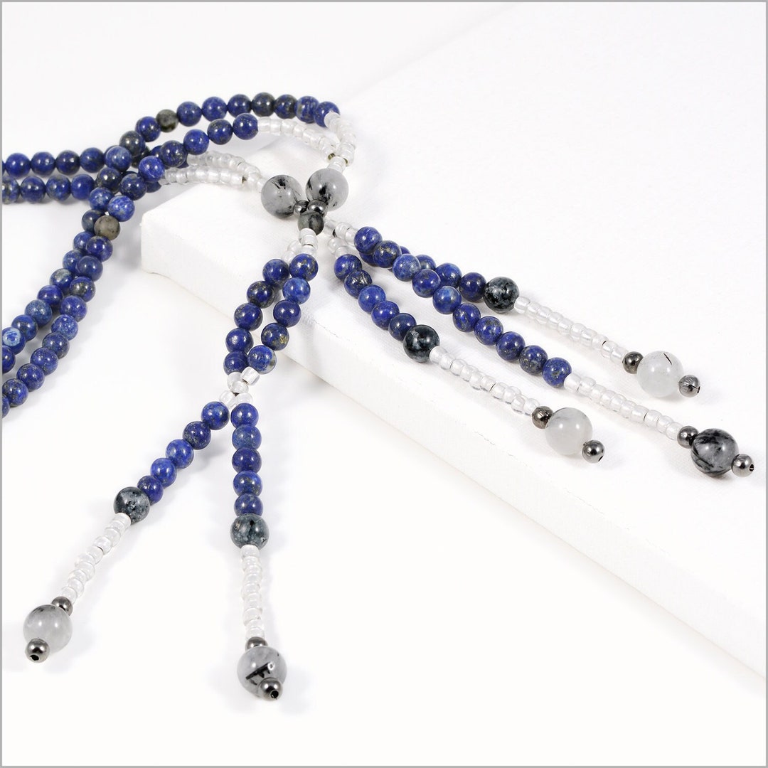 Lapis Lazuli and Tourmalinated Quartz Nichiren Juzu Beads: SGI Buddhist ...
