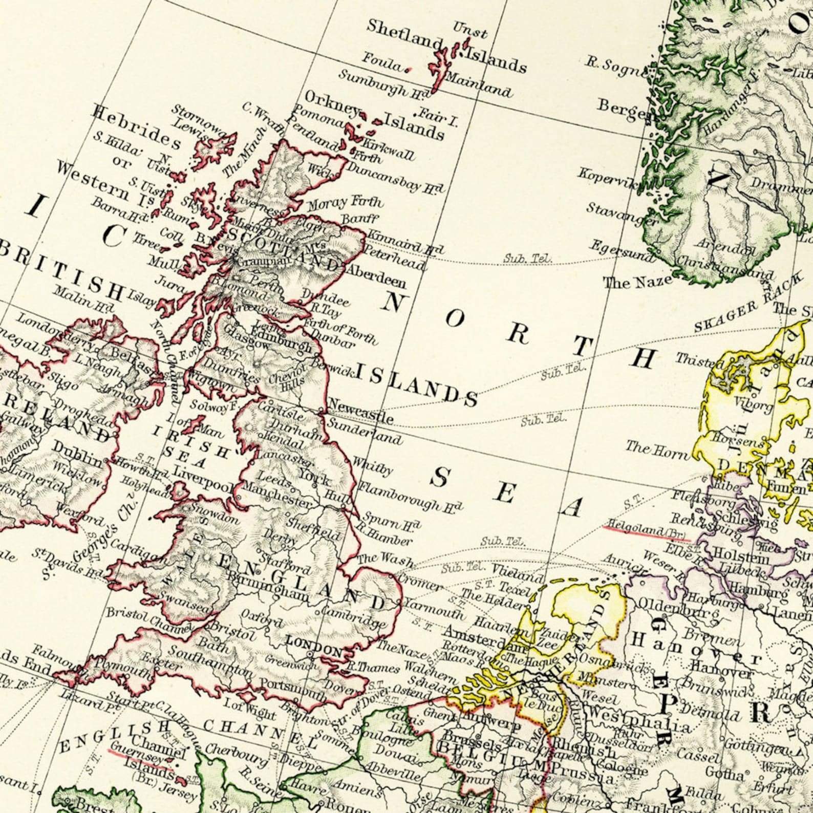 Antique Europe Map (1878) Ultra High Resolution 8” X 10” to 36” X 46 ...