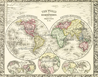 Vintage World Map (1840): Ultra High Resolution Digital Download - Etsy