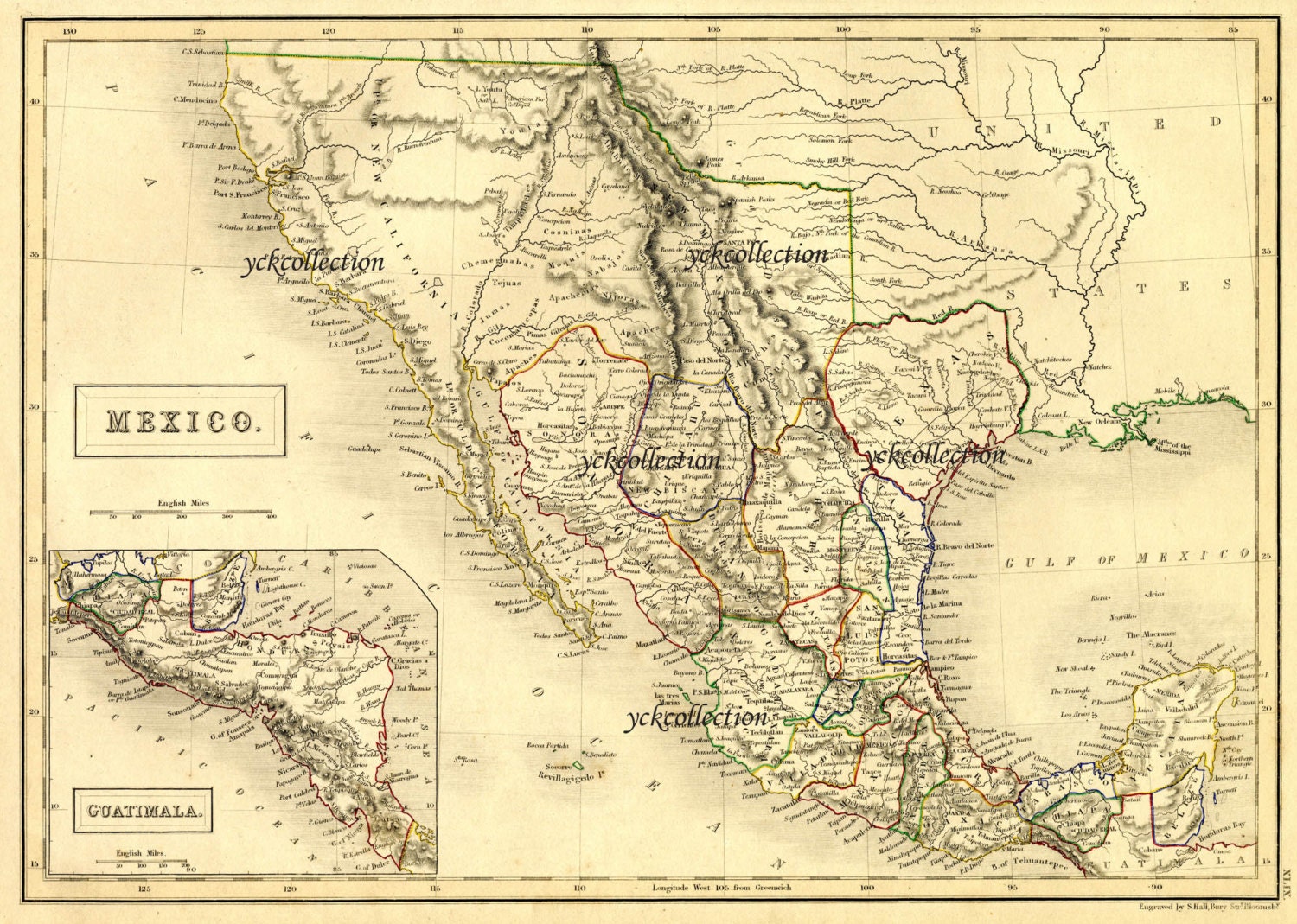 Antique Mexico Map (1840): Ultra High Resolution (digital Download) - Etsy
