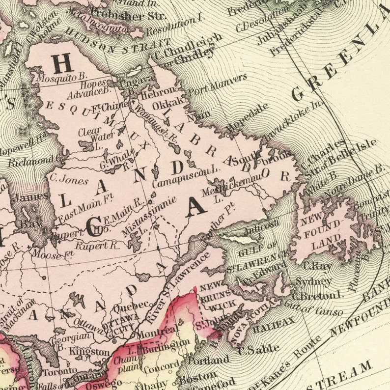 Antique North America Map (1863): Vintage Style, Ultra High Resolution ...