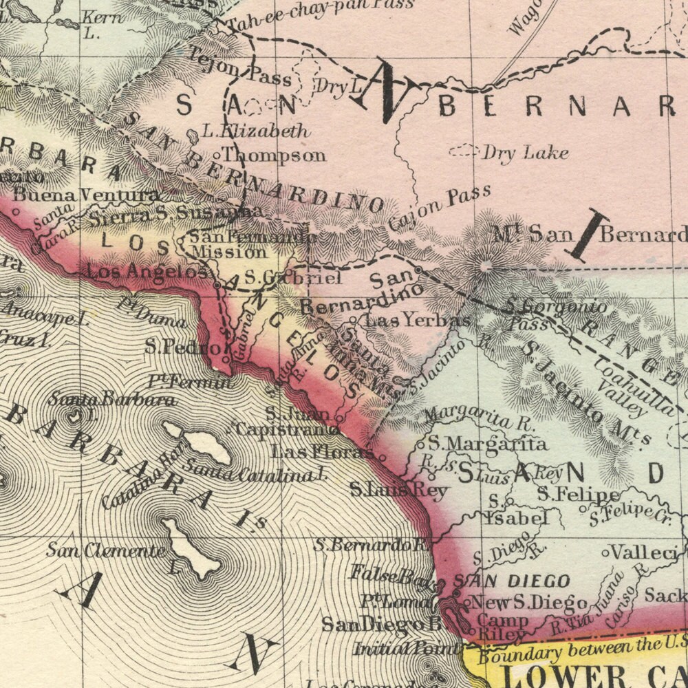 Antique Map of California (1863) 8” X 10” to 32” X 40” 300 Dpi Instant ...