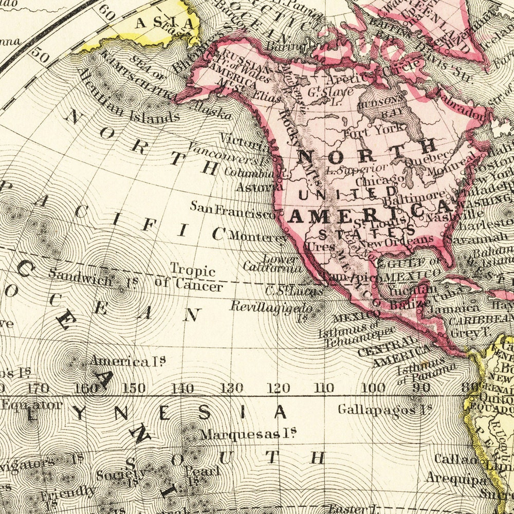 Antique World Map (1863): Ultra High Resolution Digital Download - Etsy
