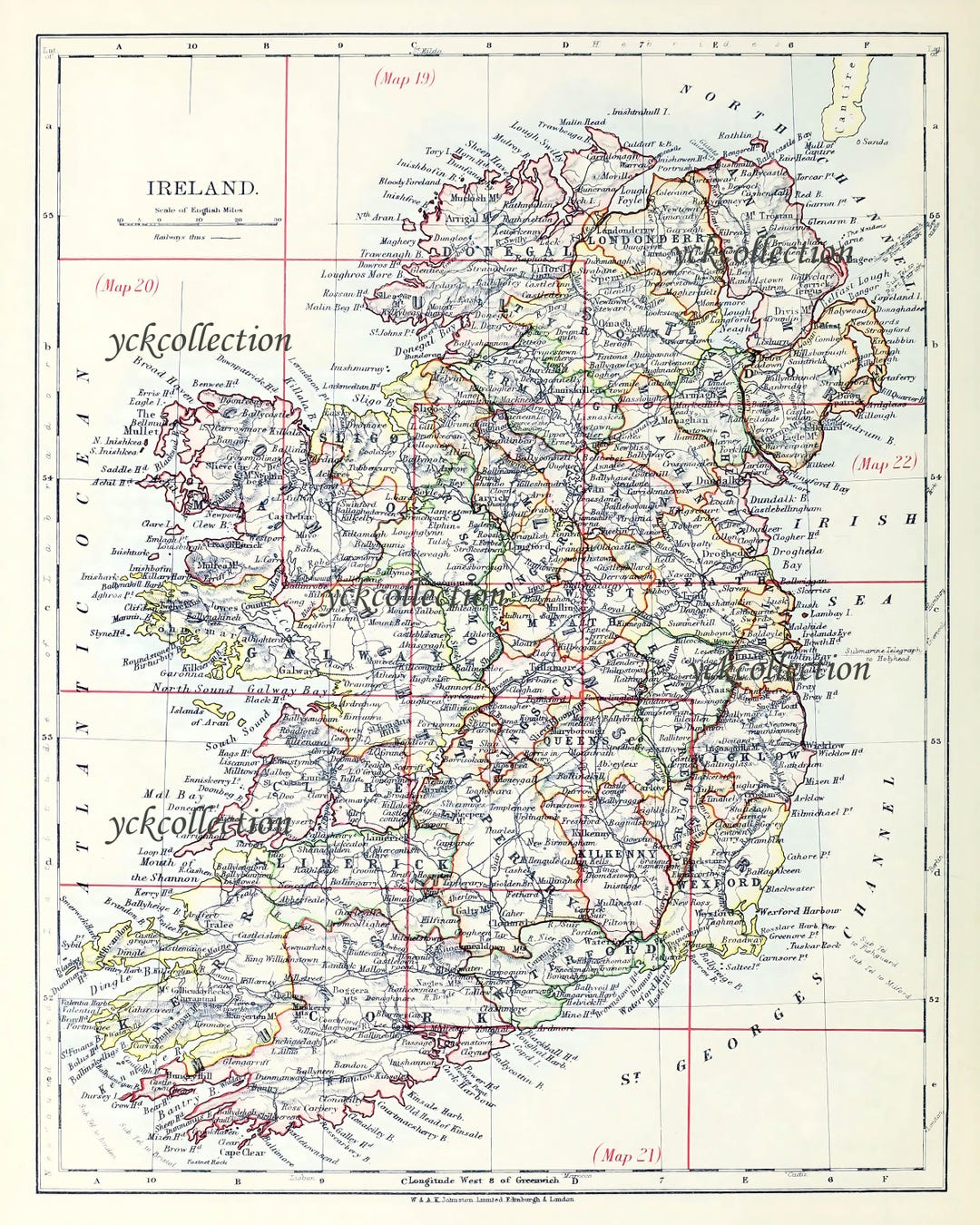 Antique Ireland Map Print (1903) - Ultra High Resolution (digital ...