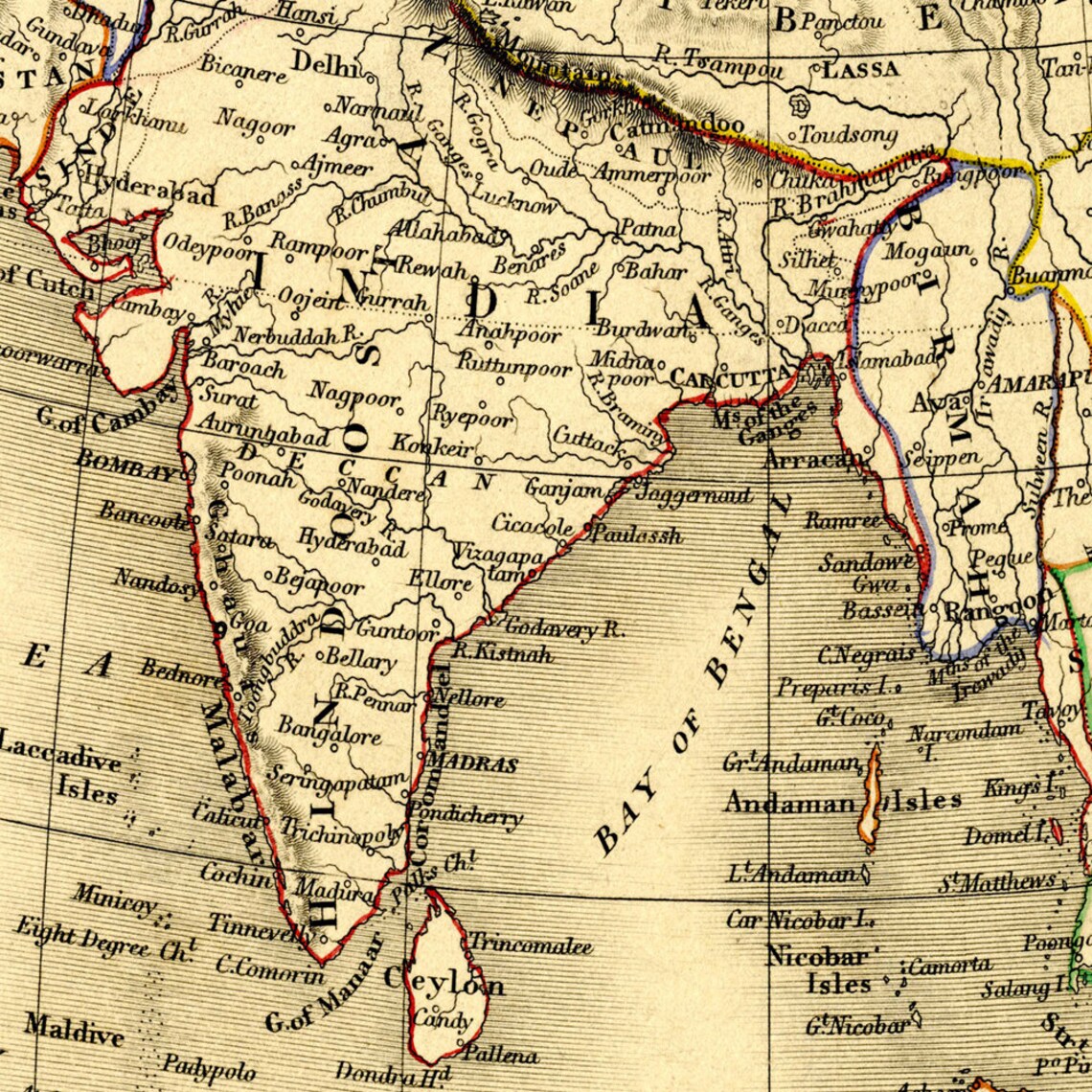 Antique Asia Map (1840) Ultra High Resolution 8” X 10” to 28” X 42” 300 ...