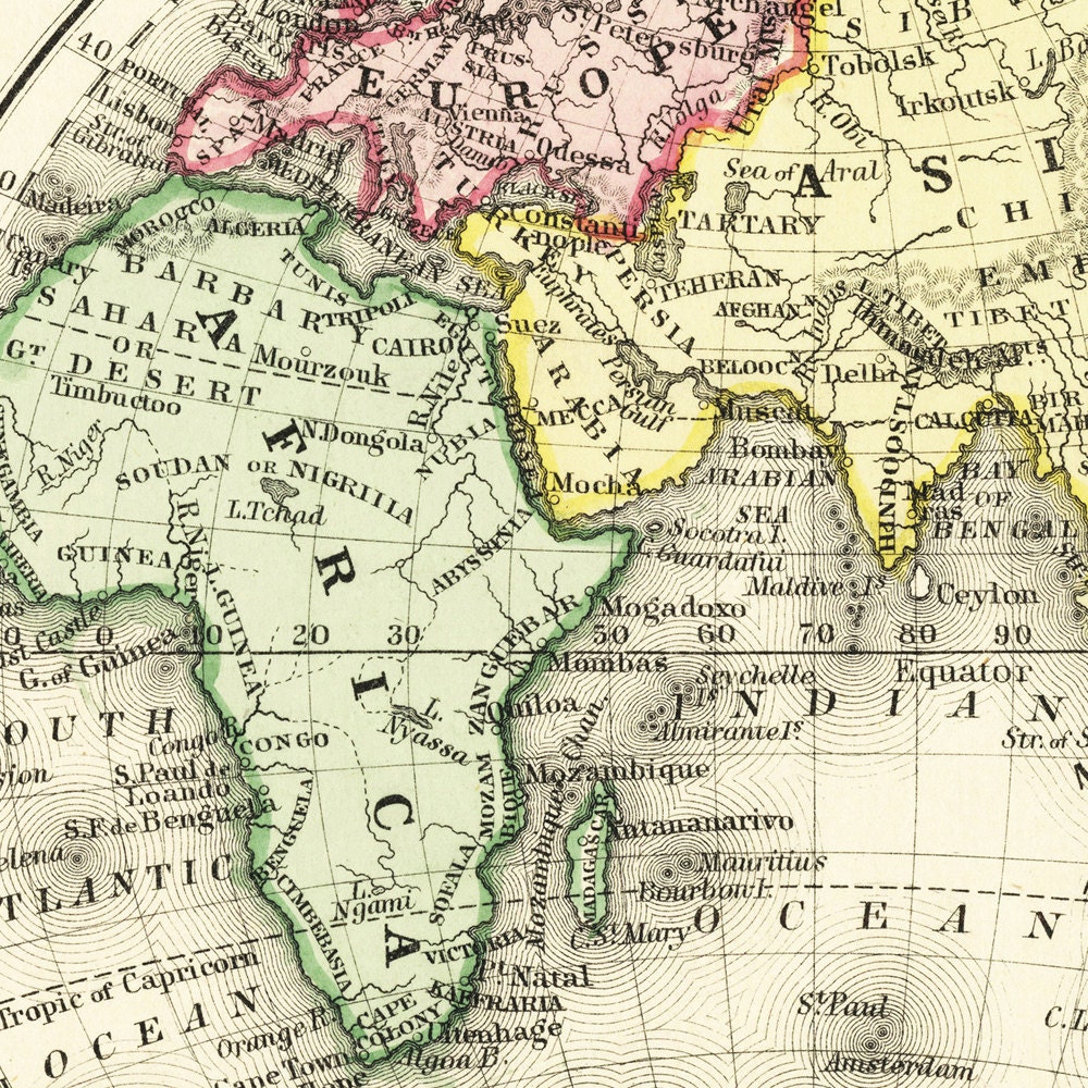 Antique World Map (1863): Ultra High Resolution Digital Download - Etsy