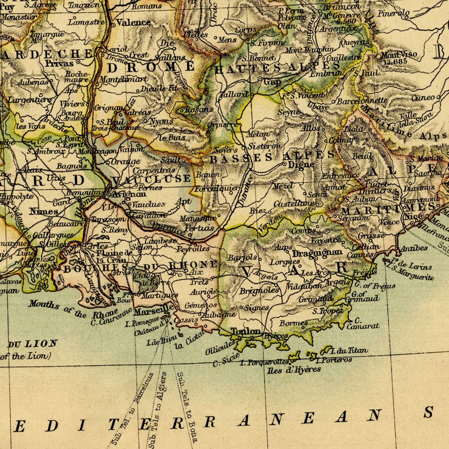 Antique France Map Print (1887) - Ultra High Resolution (digital ...