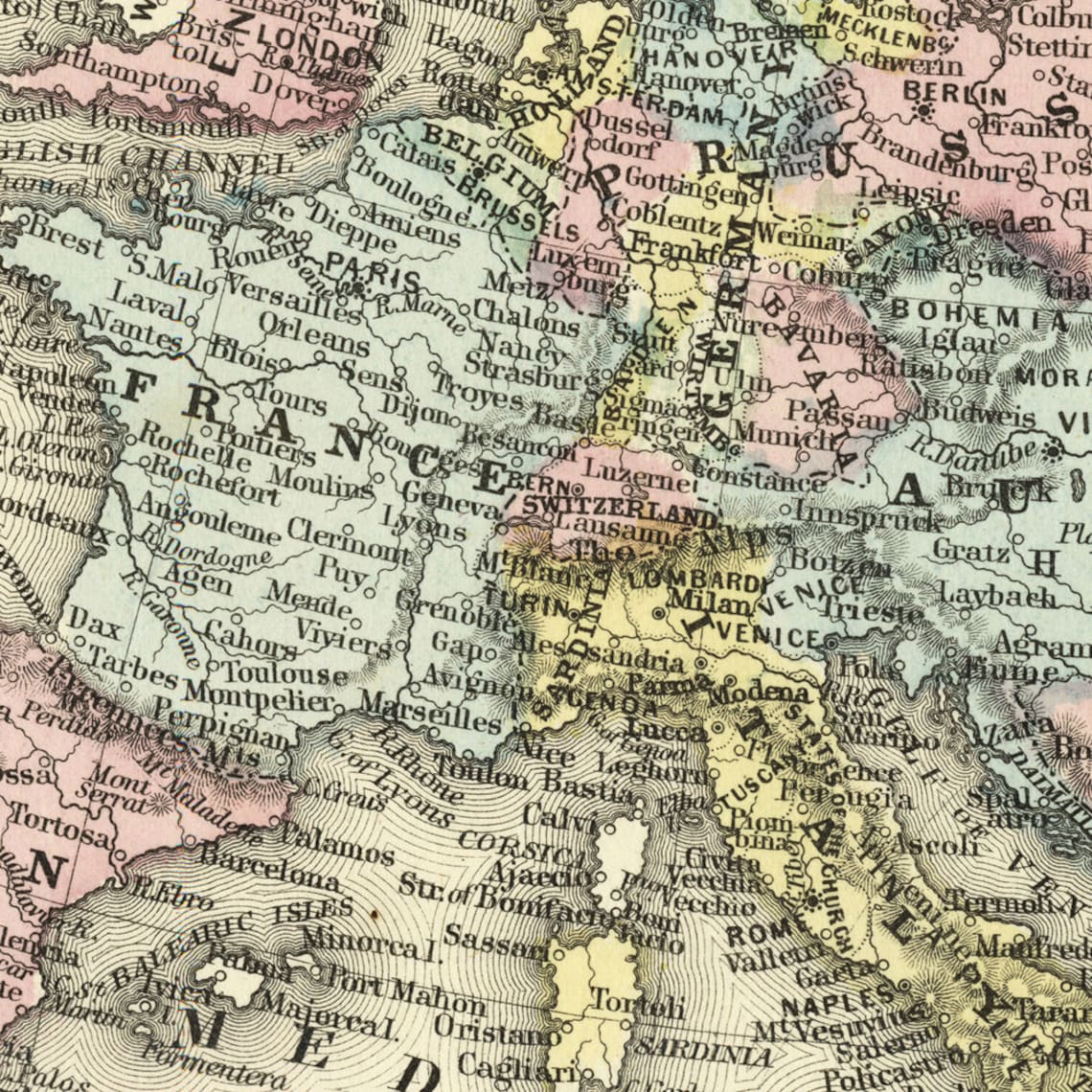Antique Europe Map (1863): High-resolution Vintage Print (digital ...