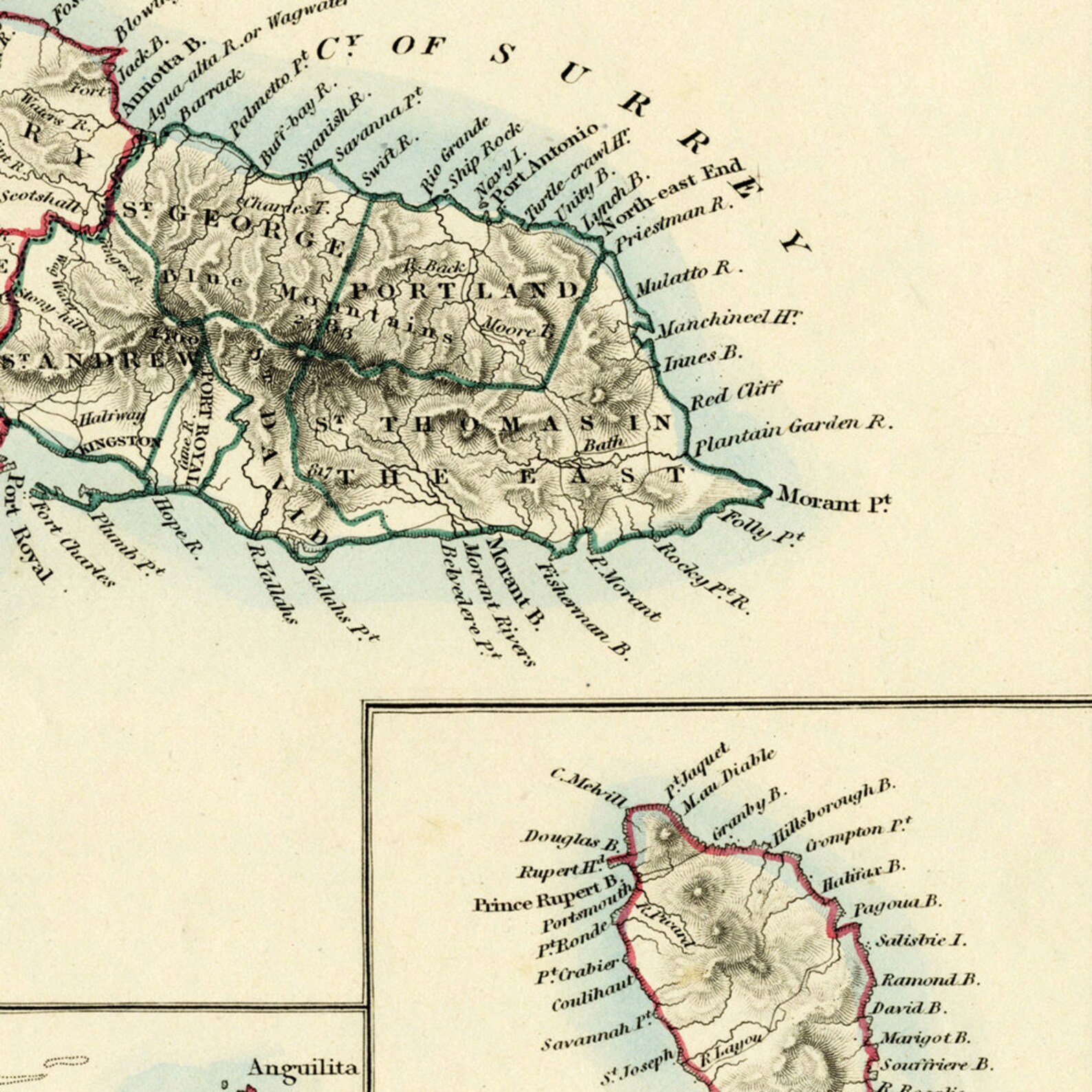 Antique Map of British West Indies (1856) Ultra High Resolution 8” X 10 ...